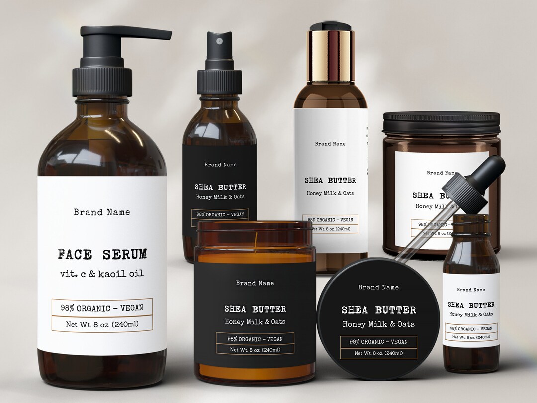 MINIMALISTIC Product Label Template Set MODERN White & Black - Etsy UK