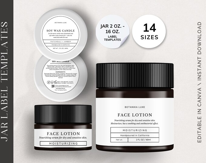 Cosmetics Jar Label Template, Editable Jar Wrap Around Labels ...