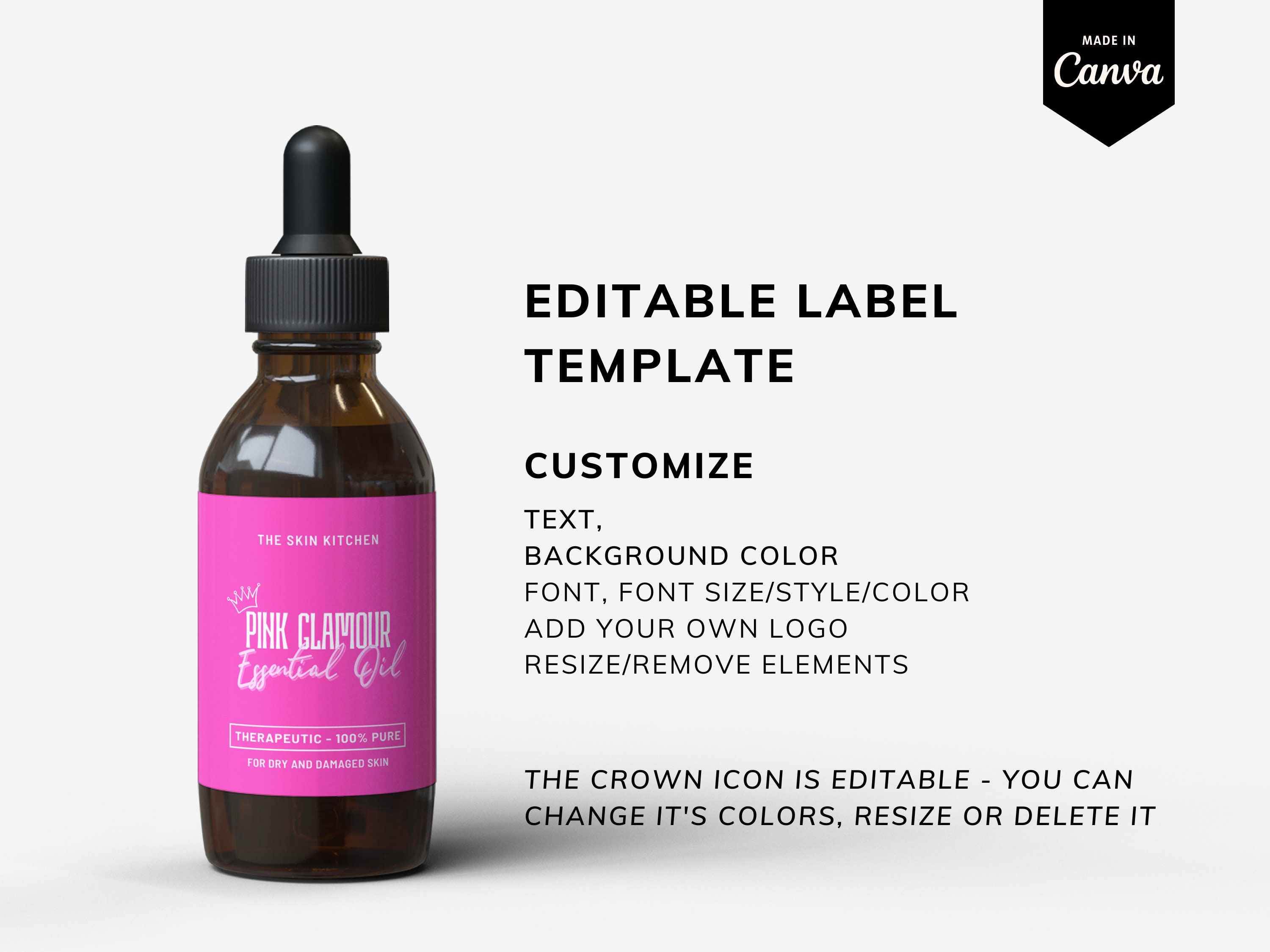 Pink Product Label Templates Modern Hair Care Labels Glamour - Etsy