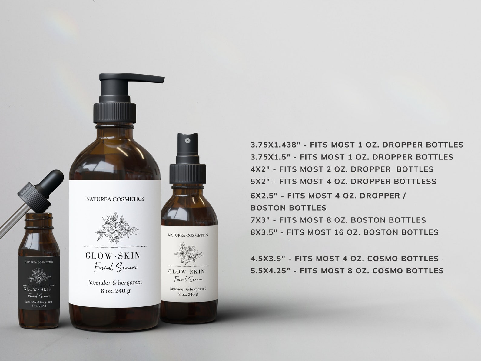 Editable Cosmetic Label Templates, Floral Product Label, Minimal Skin ...