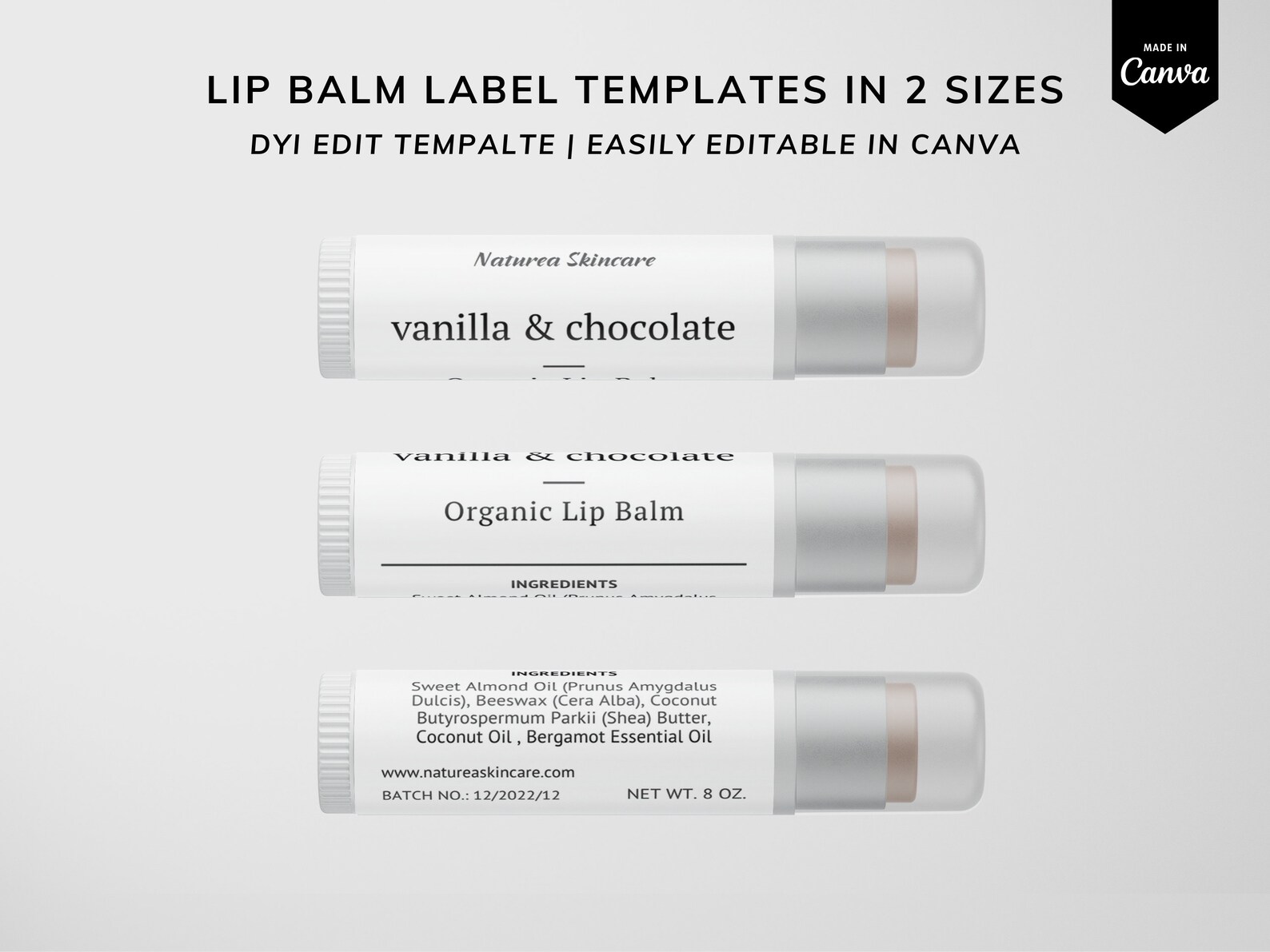 Lip Balm Label Template CANVA, Editable Chapstick Label, 2.125 X 2.125 ...
