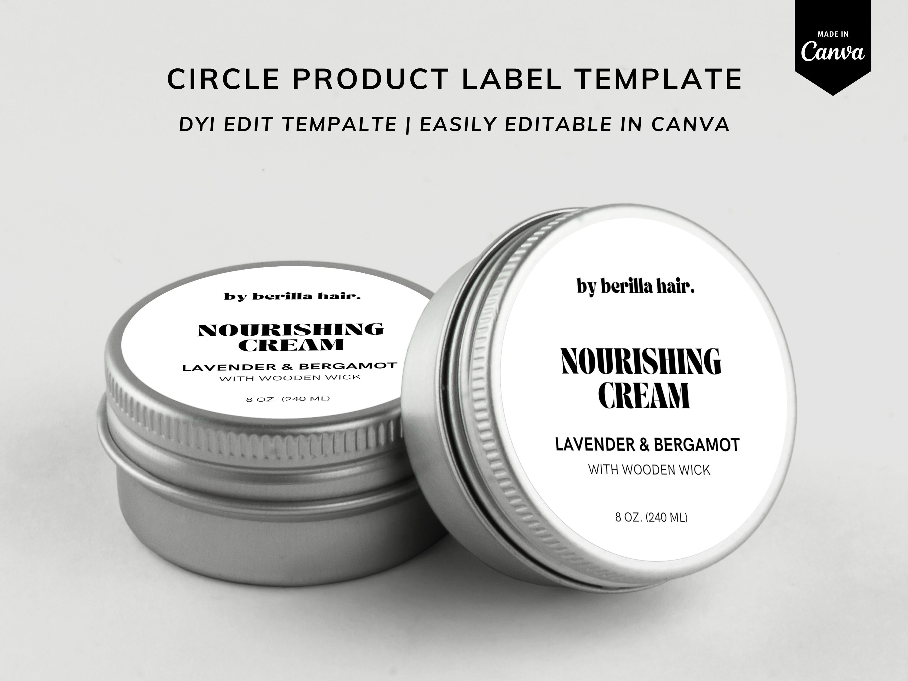 Editable Round Label Template, Circle Lid Jar Label, Lip Balm Label, 2 ...