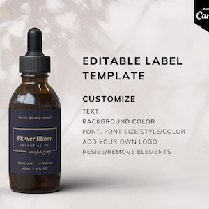Dropper Bottle Label Template Canva, Tincture Label, Essential Oil ...