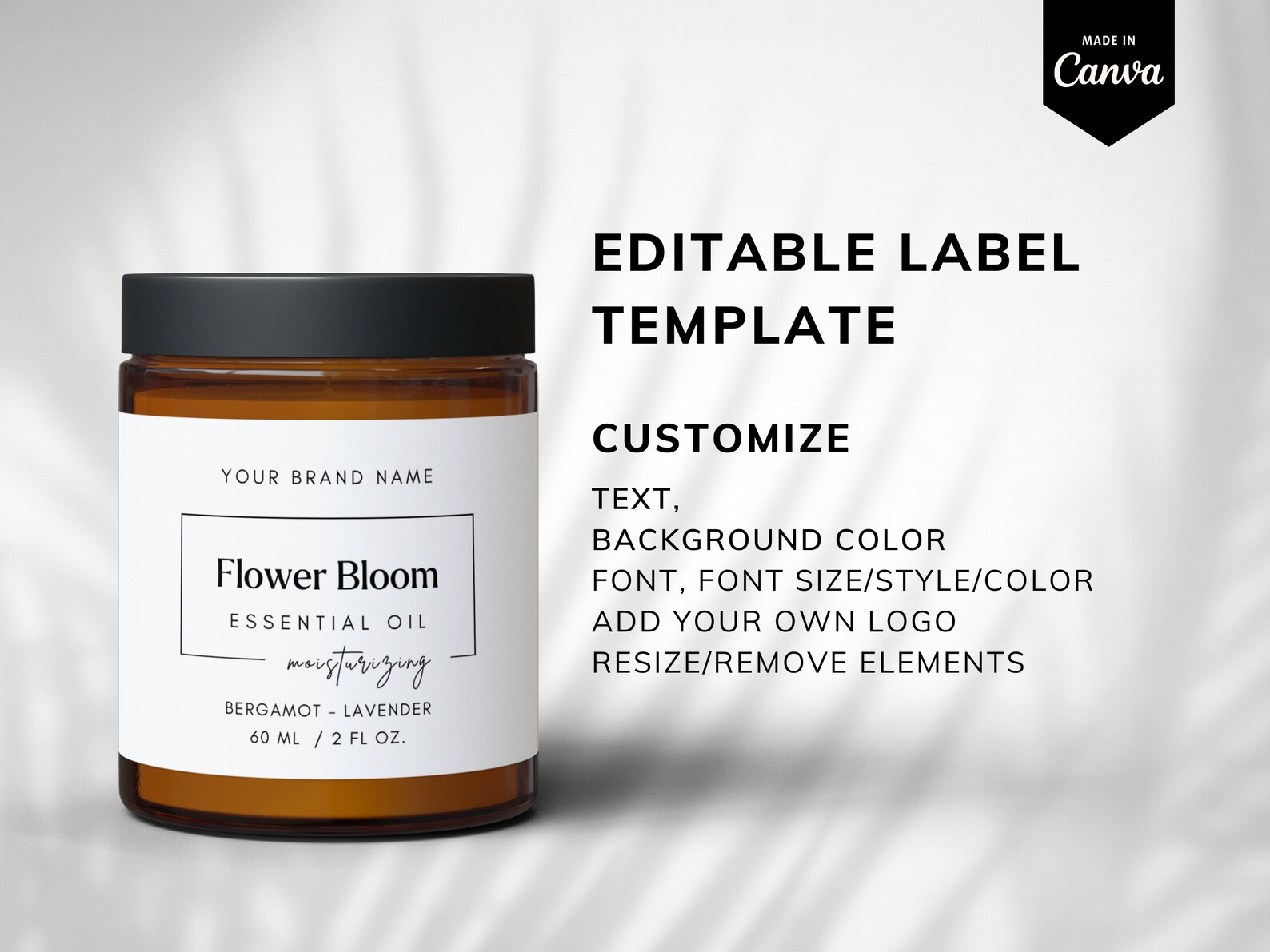 Minimalist Jar Label Template: Canva Product Label (digital Download ...