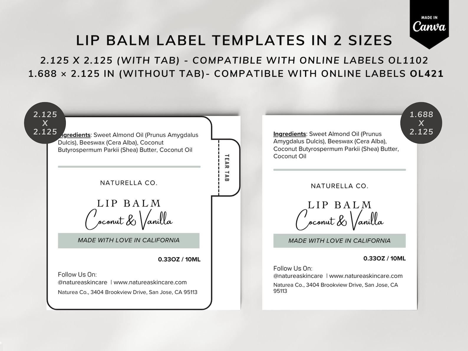 Lip Balm Label Template With Safety Seal, Minimal Chapstick Label ...