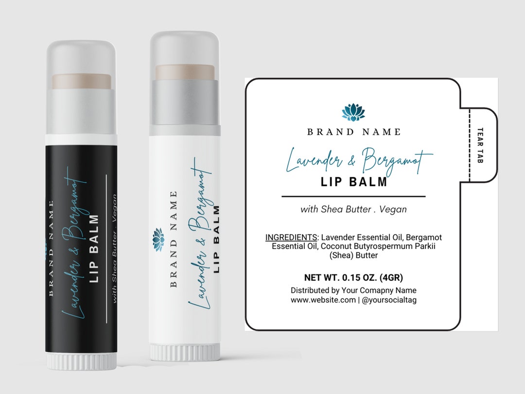 Lip Balm Label Template With Safety Seal, Chapstick Label Template ...