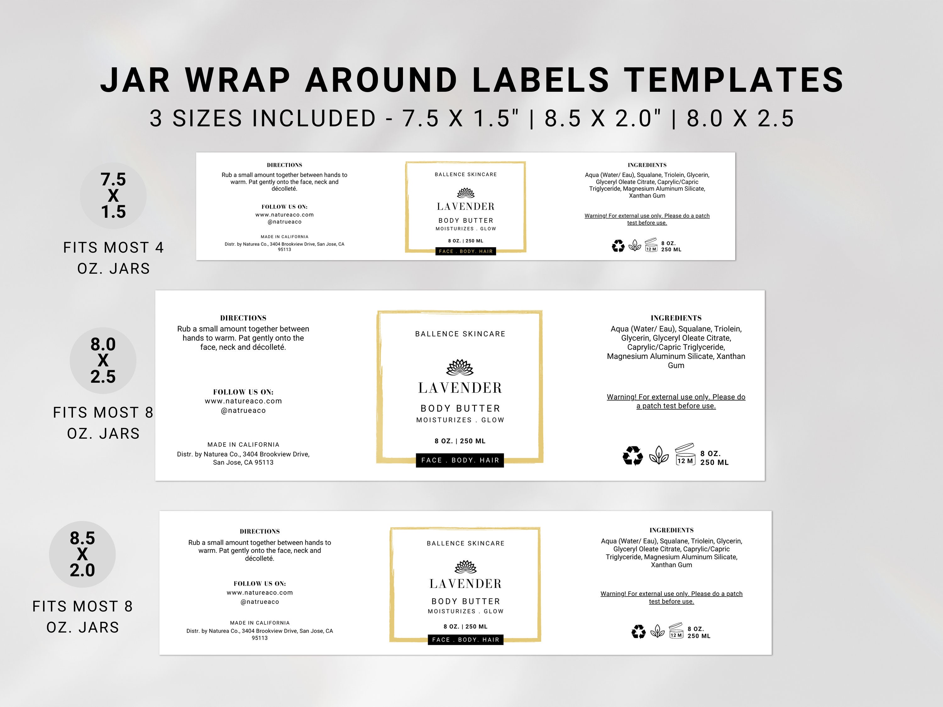 Editable JAR Label TEMPLATE CANVA 4 Oz Jar Label 8 Oz Jar - Etsy