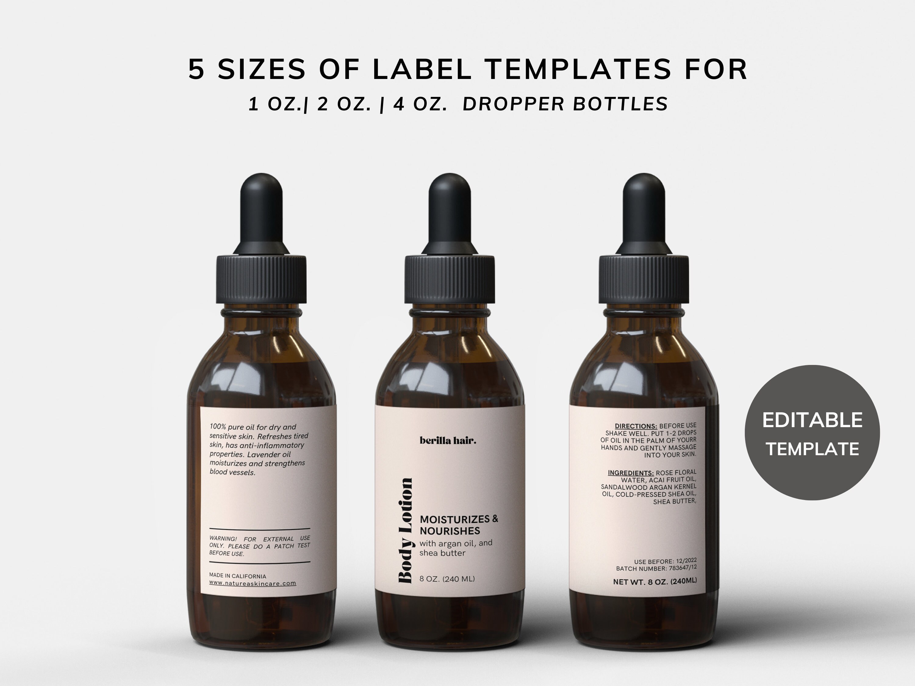Essential Oil Label Template Canva, Minimalistic Dropper Bottle Label ...