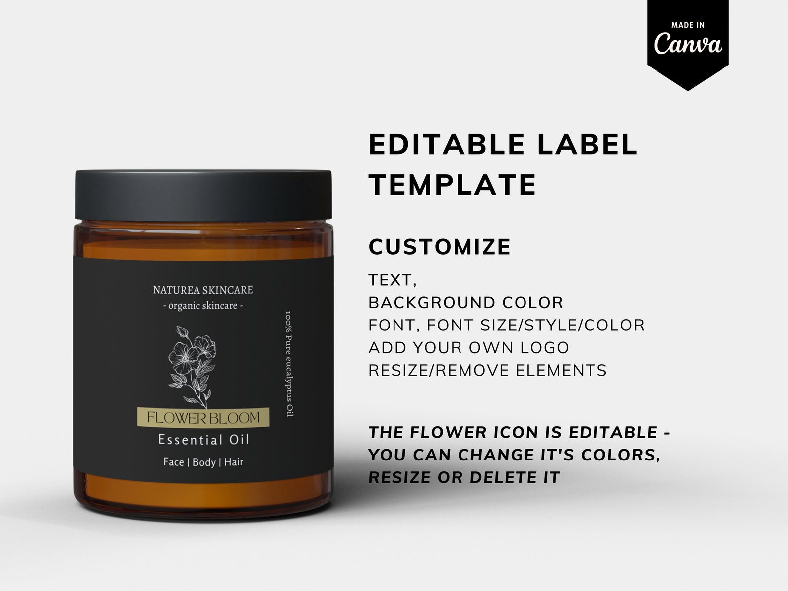 Minimal JAR Label TEMPLATE CANVA Wrap Around Product Label & - Etsy
