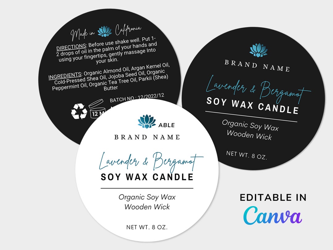 Editable Round Label Template, Circle Tin Jar Label, Lip Balm Label, 2 ...