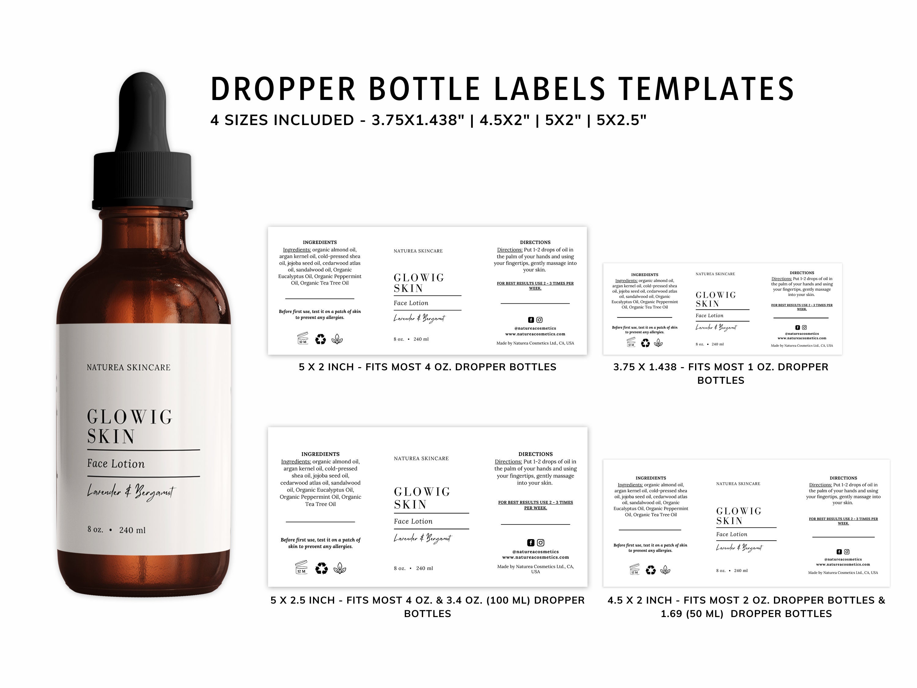 Clear Dropper Bottle Label Template Canva 1oz 2oz 4oz - Etsy