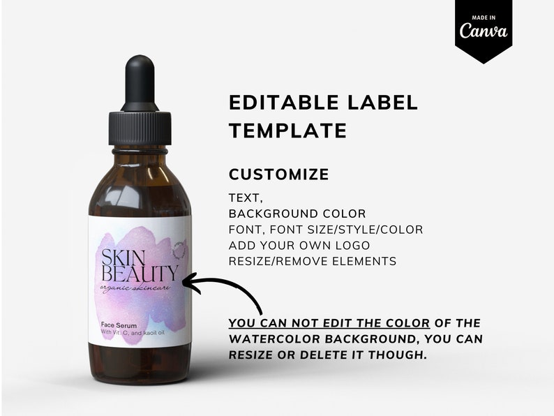 Editable Skincare Label Template, Modern Cosmetic Labels, Gradient ...