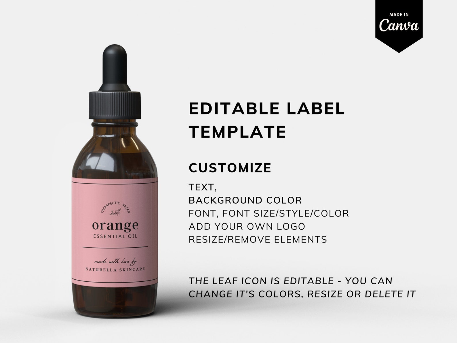 Editable Dropper Bottle Label, Essential Oil Label Template CANVA ...