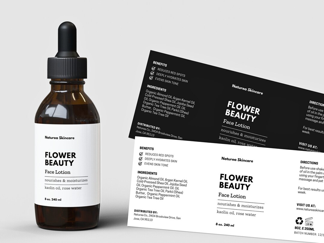 Minimal Dropper Bottle Label Template Canva, Minimal Essential Oil ...