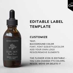 Editable Cosmetic Label Templates, Floral Product Label, Minimal Skin ...