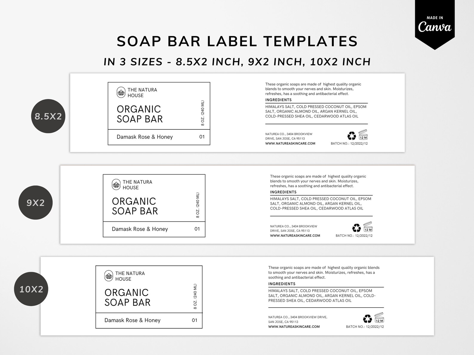 Soap Label Template CANVA, Soap Wrap Around Label, Editable Soap Label ...