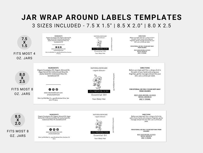 Minimal JAR Label TEMPLATE CANVA Wrap Around Product Label & - Etsy