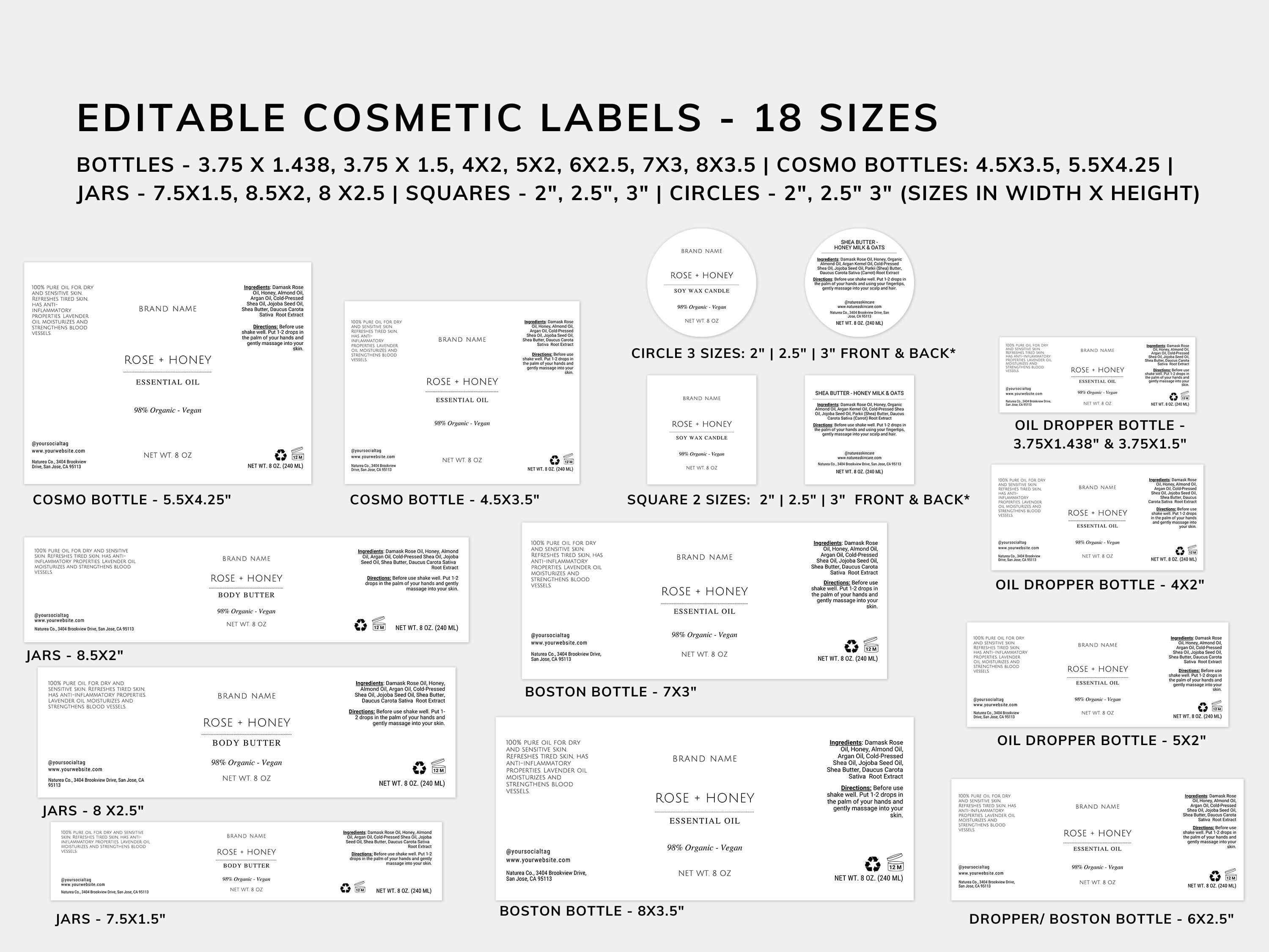 Editable Product Label Templates CANVA, Clear Cosmetic Label, Minimal ...