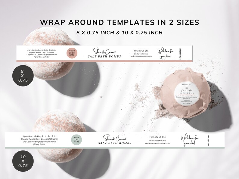 Editable Bath Bomb Label Template Canva, Belly Band Bath Bomb, Wrap ...