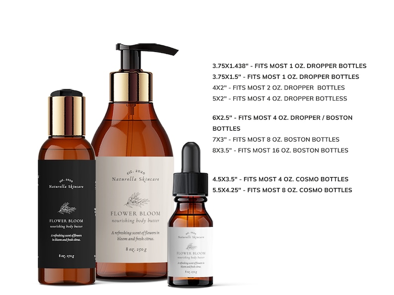 Editable Floral Product Label Templates, MINIMAL Cosmetic Label ...