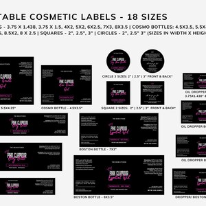 Pink Product Label Templates, Modern Hair Care Labels, Glamour Cosmetic ...