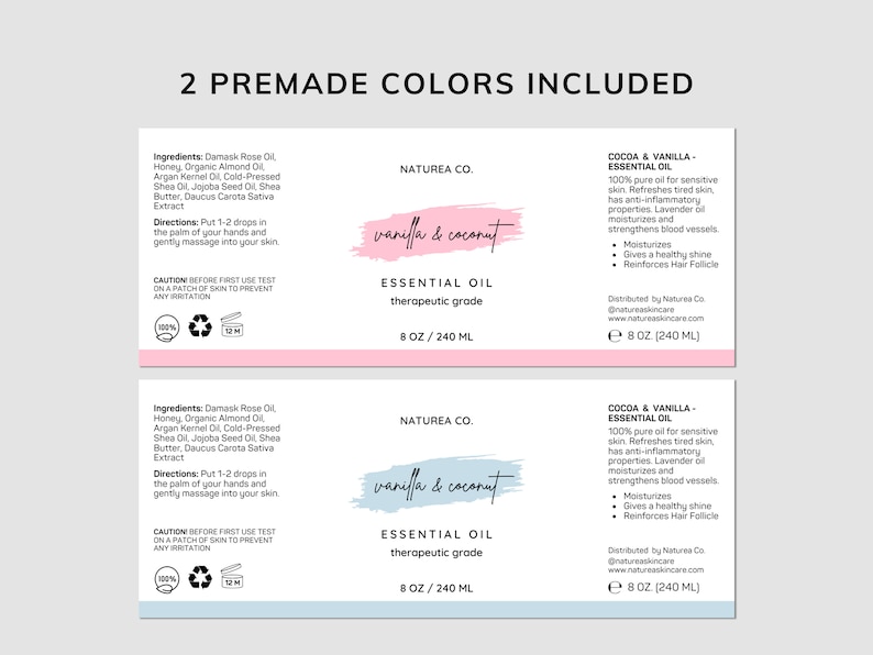 Editable Product Labels Template CANVA, Minimal Cosmetic Label, Clean ...