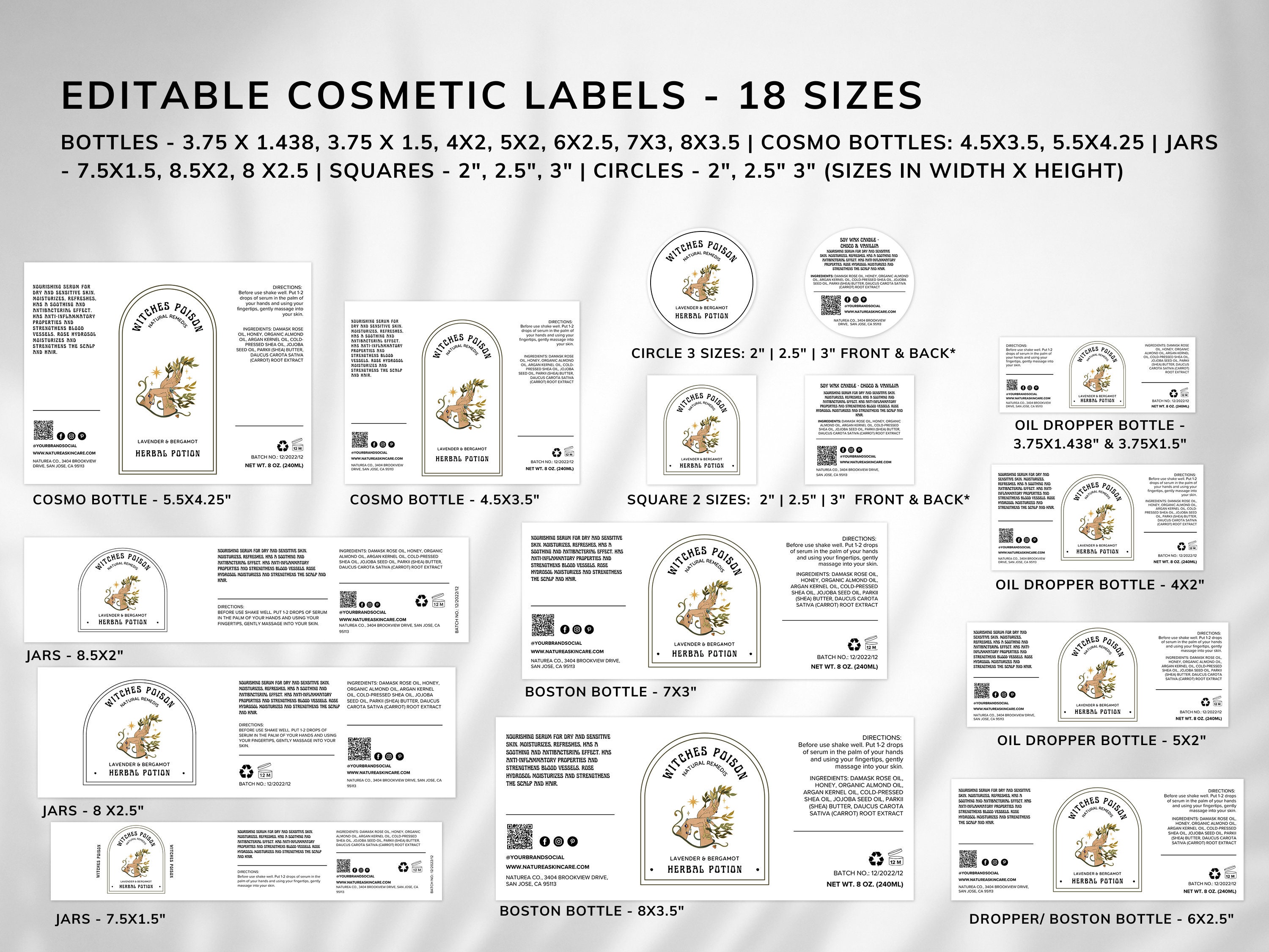 Editable Witchy Product Labels Canva Template Potion Label Apothecary ...