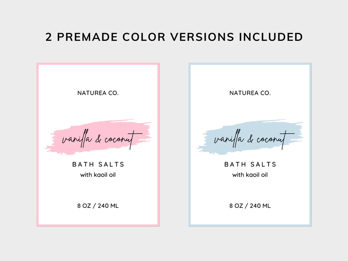 Editable Pouch Label Template Canva, Bath Salts Label, Editable Bath ...
