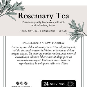Editable Tea Pouch Label, Tea Packaging Labels, Pouch Label Template ...