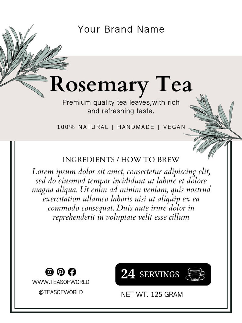Editable Tea Pouch Label Tea Packaging Labels Pouch Label - Etsy