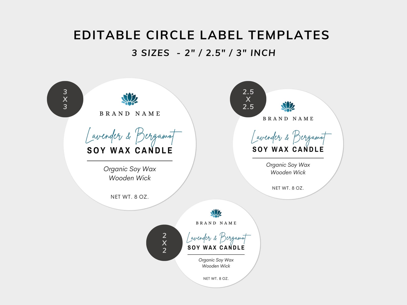 Editable Round Label Template, Circle Tin Jar Label, Lip Balm Label, 2 ...