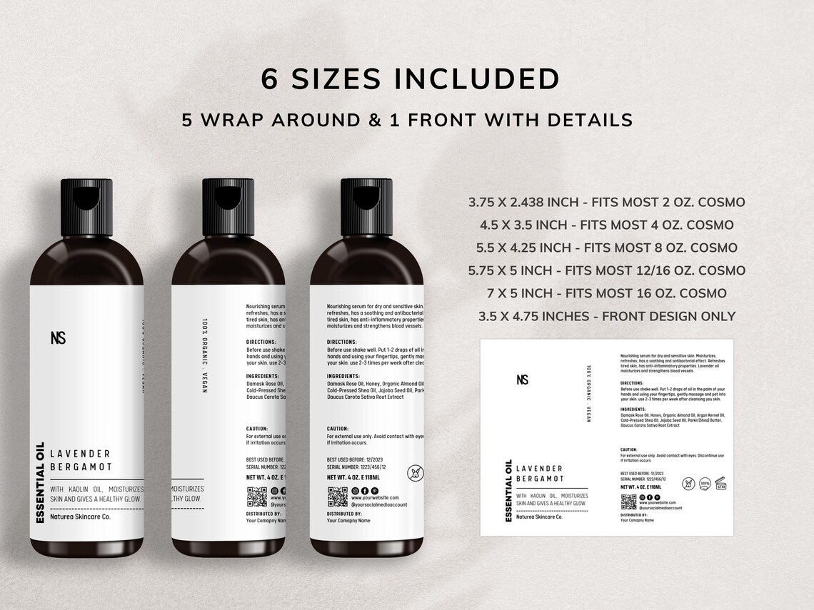 Cosmo Bottle Label Template: Minimalist Shampoo & Conditioner (digital ...