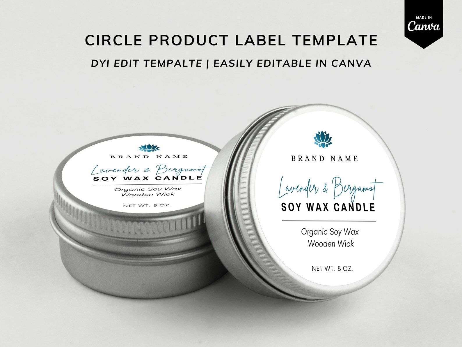 Editable Round Label Template, Circle Tin Jar Label, Lip Balm Label, 2 ...