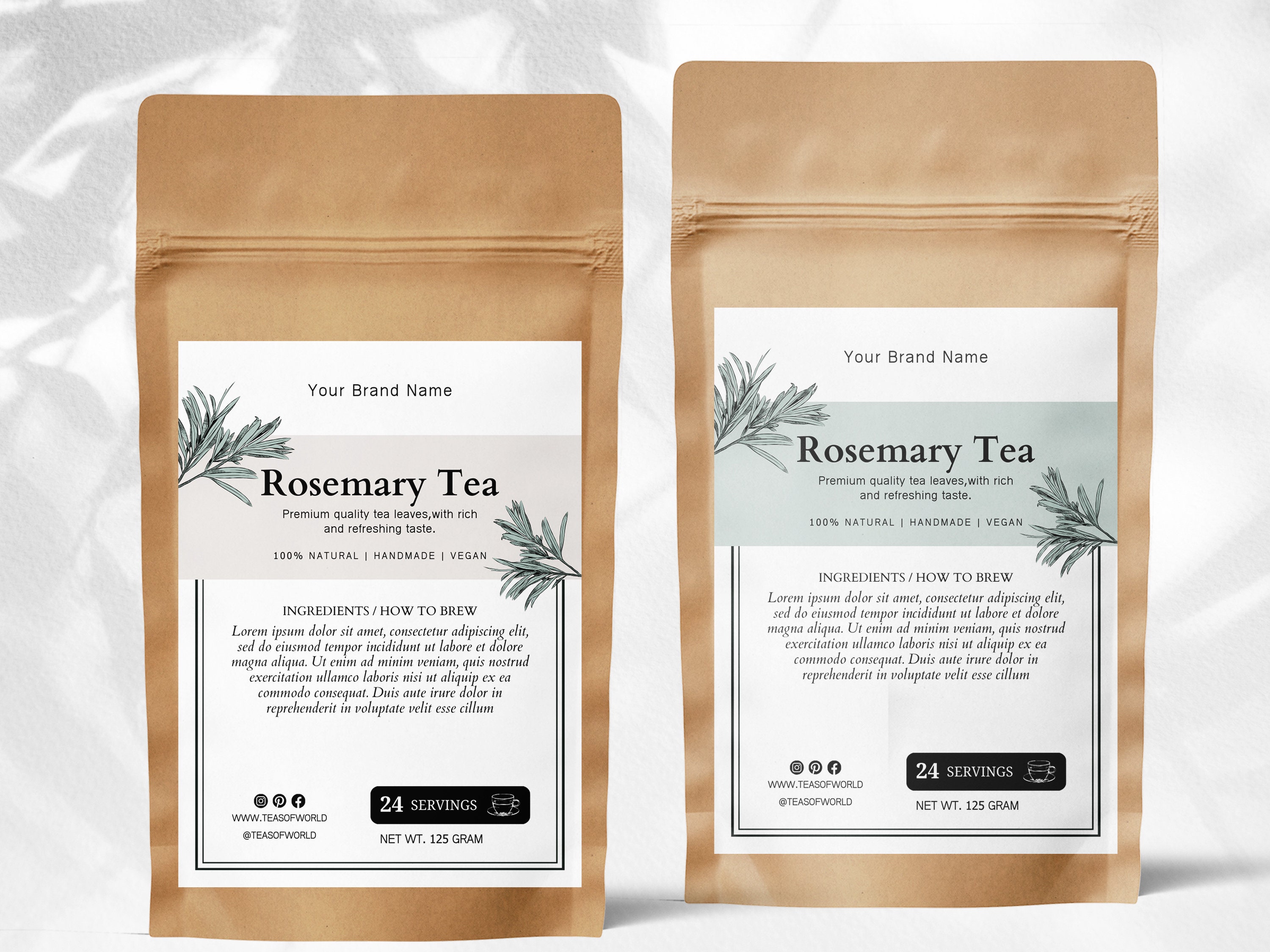 Editable Tea Pouch Label Tea Packaging Labels Pouch Label - Etsy