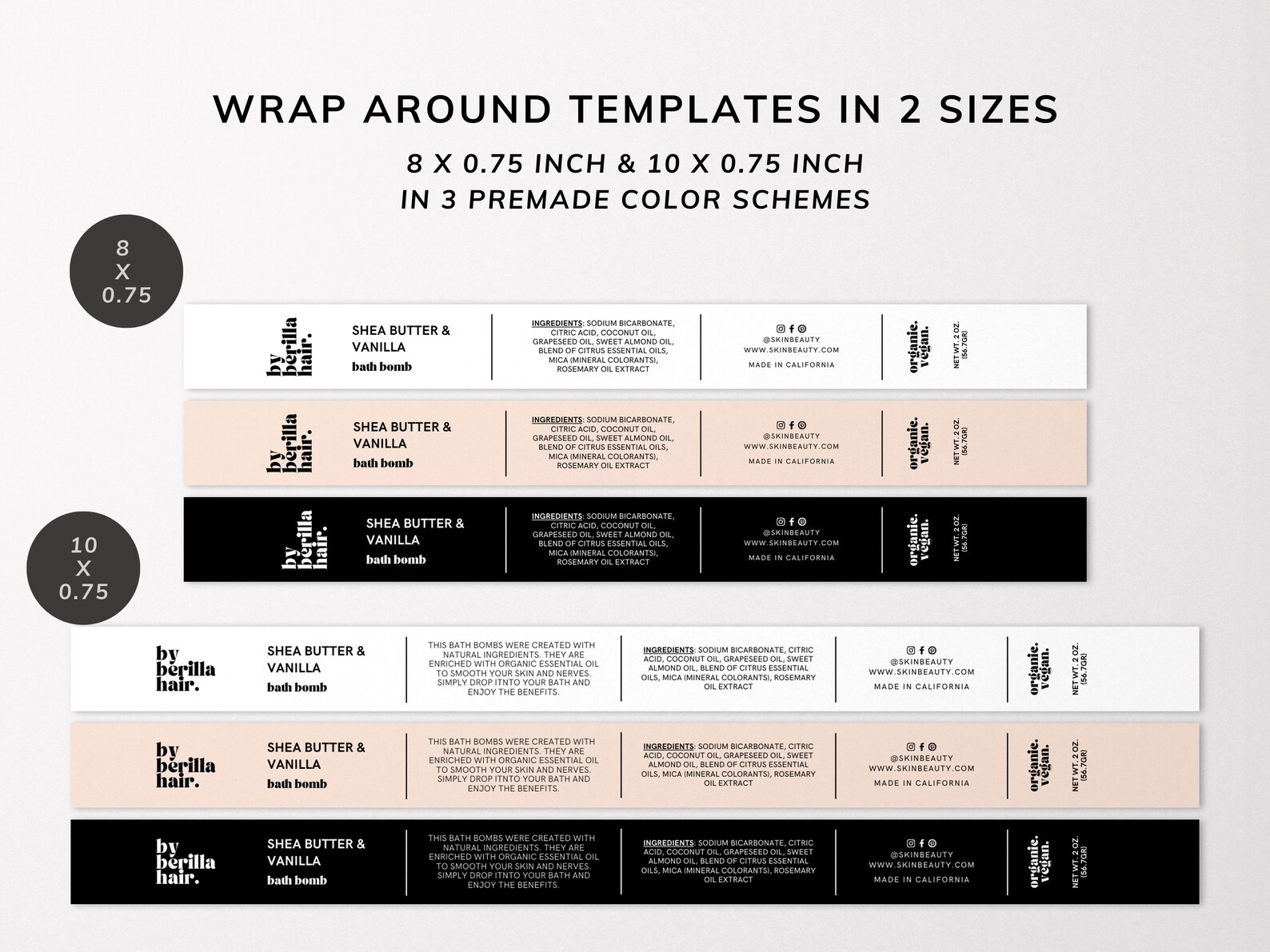Editable Bath Bomb Label Template Canva, Belly Band Bath Bomb, Wrap ...