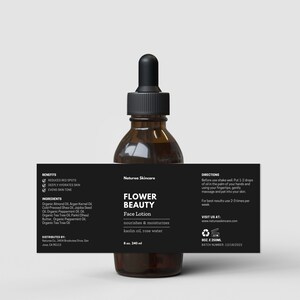 Minimal Dropper Bottle Label Template Canva, Minimal Essential Oil ...