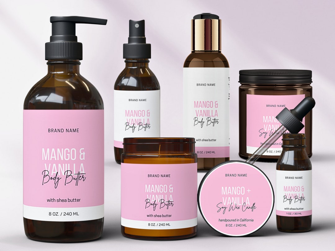 Editable Cosmetic Labels Template CANVA, Modern Product Label, Pink ...