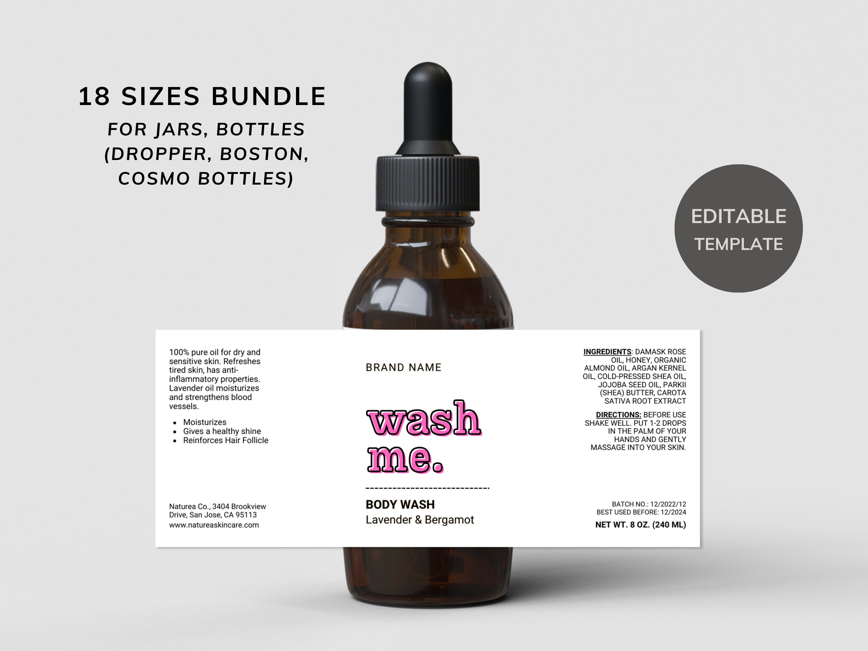 Editable Product Labels Template CANVA, Modern Cosmetic Label, Clean ...