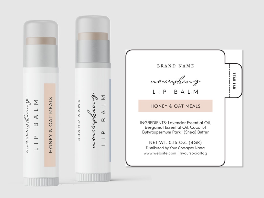 Lip Balm Label Template With Safety Seal, Minimal Chapstick Label ...