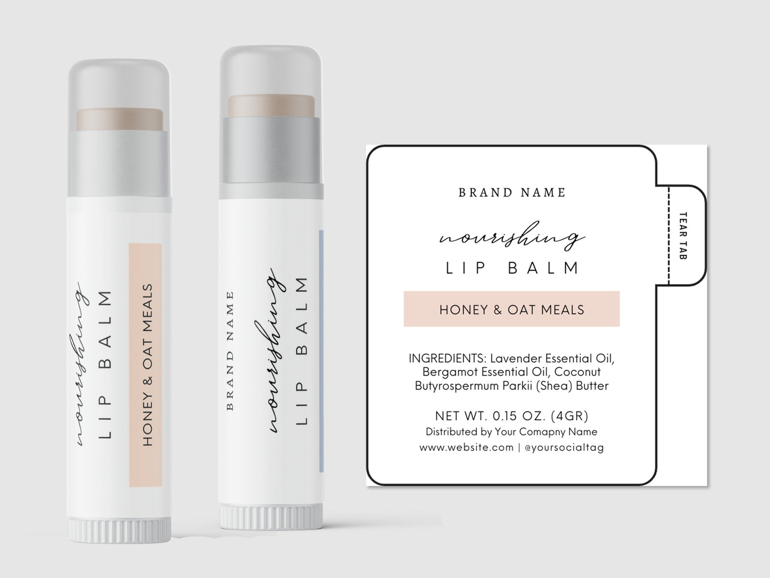 Lip Balm Label Template With Safety Seal, Minimal Chapstick Label ...