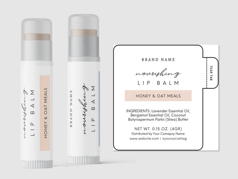 Lip Balm Label Template With Safety Seal, Minimal Chapstick Label ...