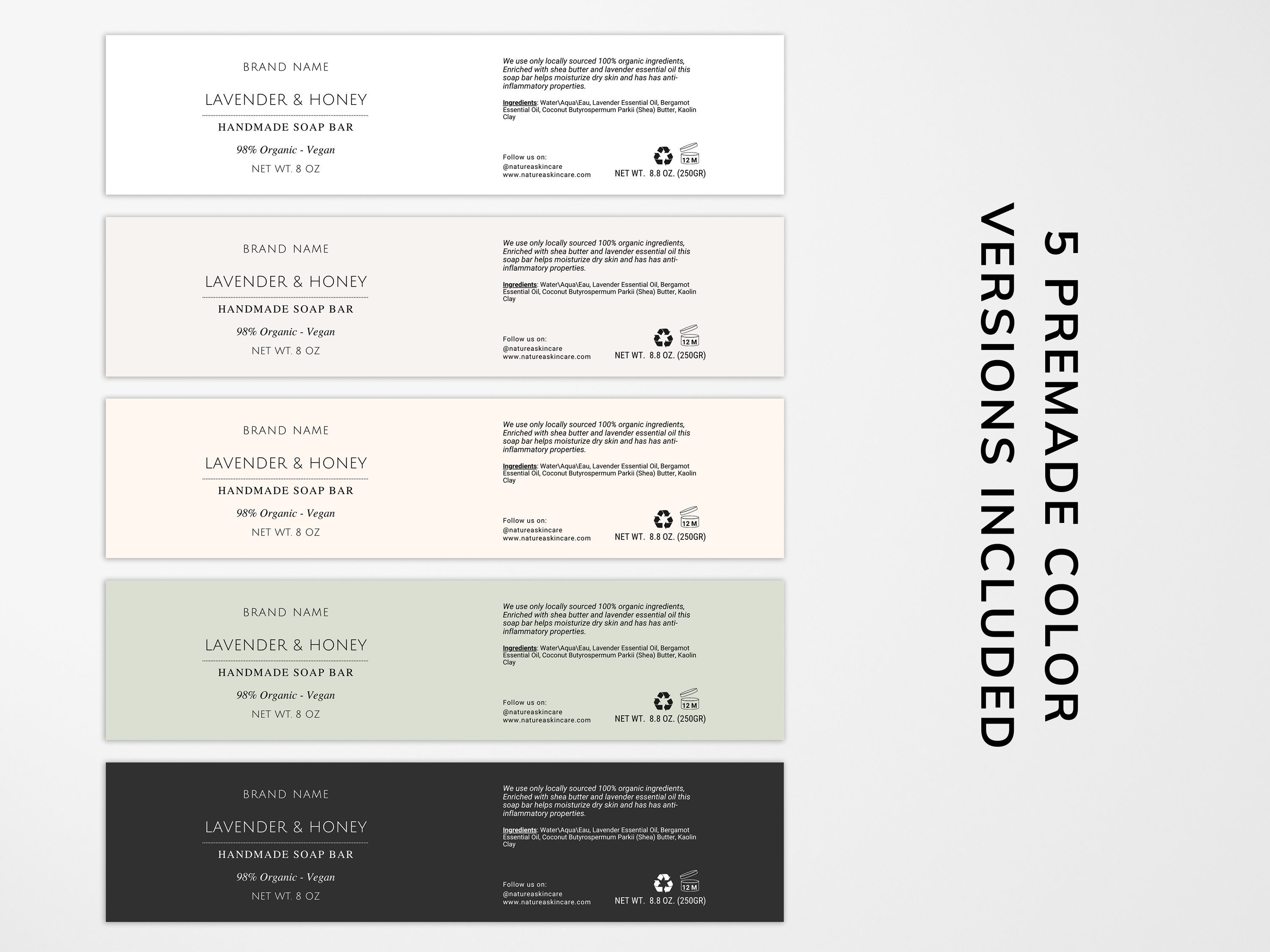 Minimal Soap Label, Wrap Soap Label Template CANVA, Editable Soap Bar ...