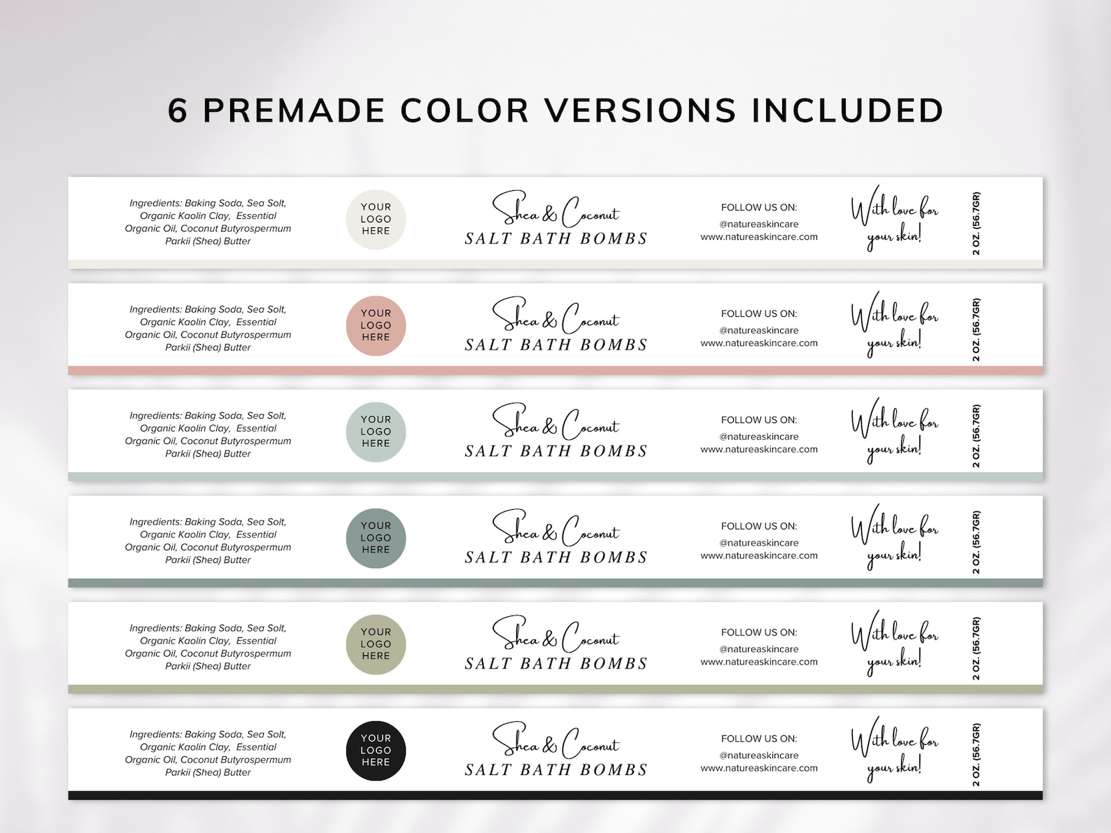 Editable Bath Bomb Label Template Canva, Belly Band Bath Bomb, Wrap ...