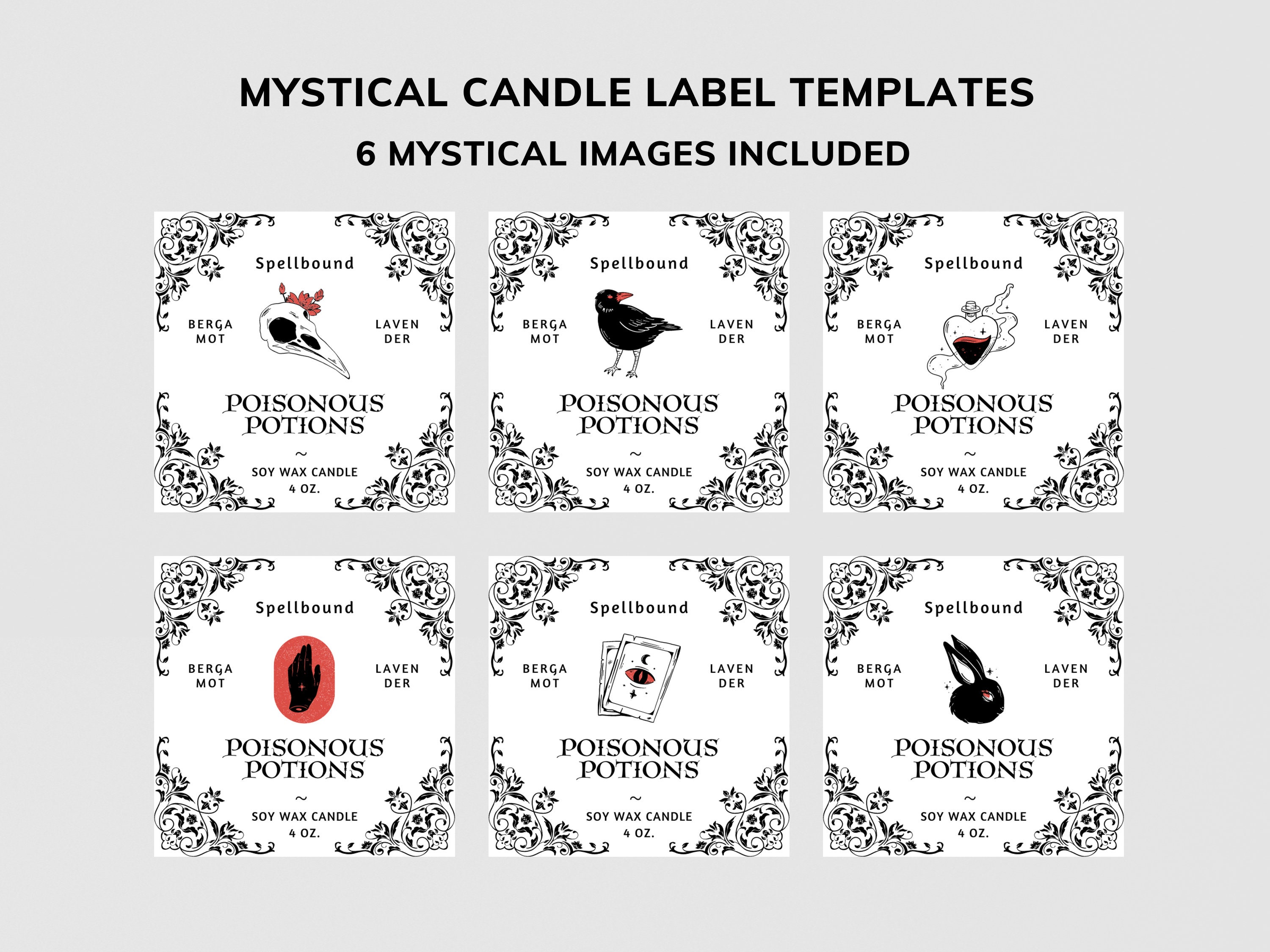 CELESTIAL Candle Label Template Canva, APOTHECARY Candle Labels ...