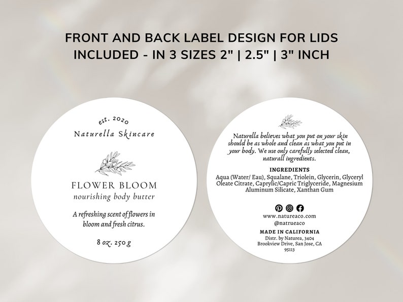 Editable JAR Label TEMPLATE CANVA, Floral Jar Label With Top Lid, Wrap ...