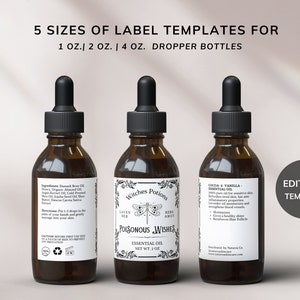 Dropper Bottle Label Template Canva, Tincture Label, Essential Oil ...