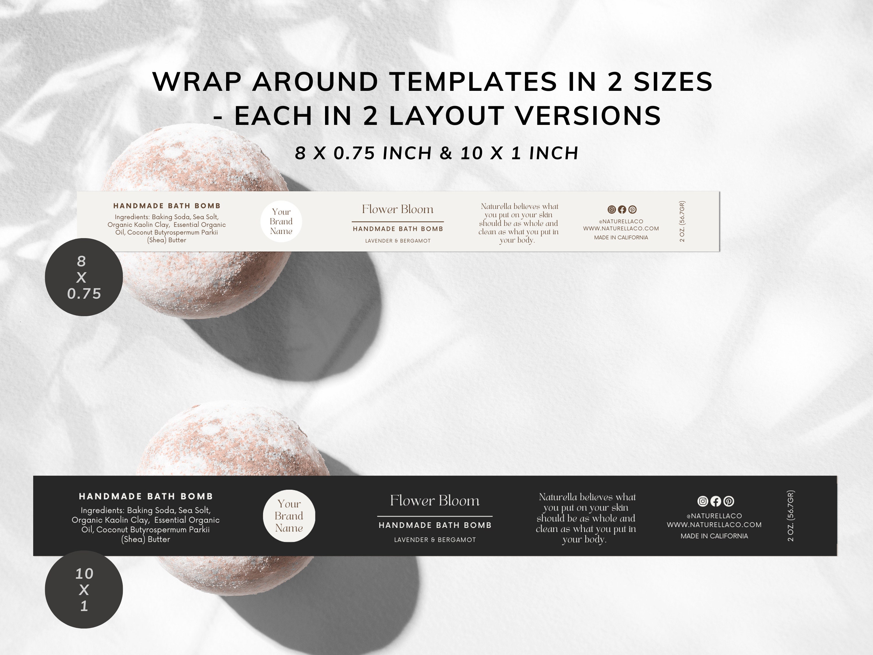 Editable Bath Bomb Label Template Canva, Belly Band Bath Bomb, Wrap ...