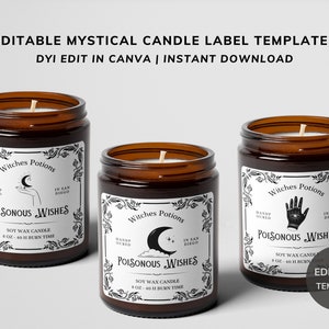 Spiritual Candle Label Template CANVA - Apothecary Candle Label ...