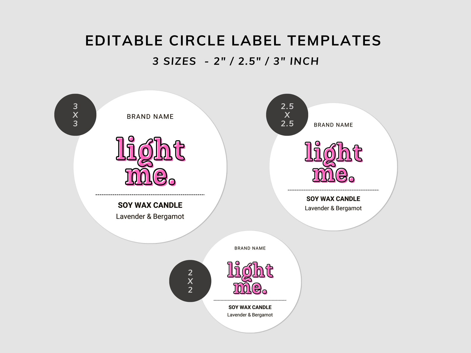 Editable Round Label Template, Circle Lid Jar Label, Lip Balm Label, 2 ...