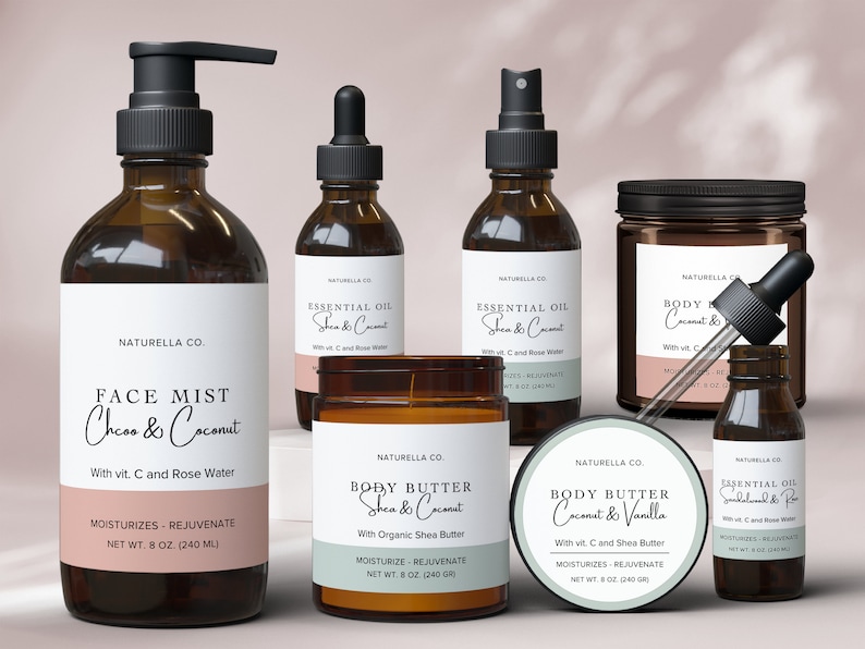Editable Cosmetic Labels Template CANVA, Modern Product Label Kit ...